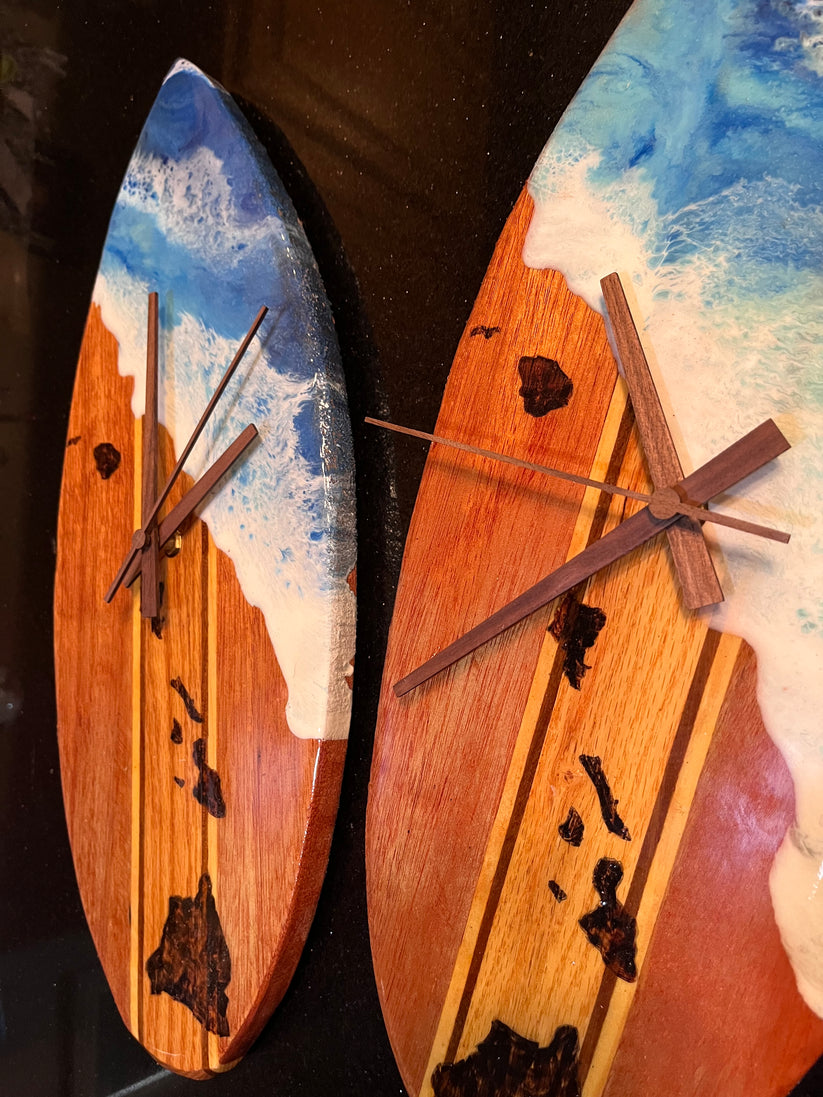Surfboard Islands Resin Clock – Moaloha Concept LLC